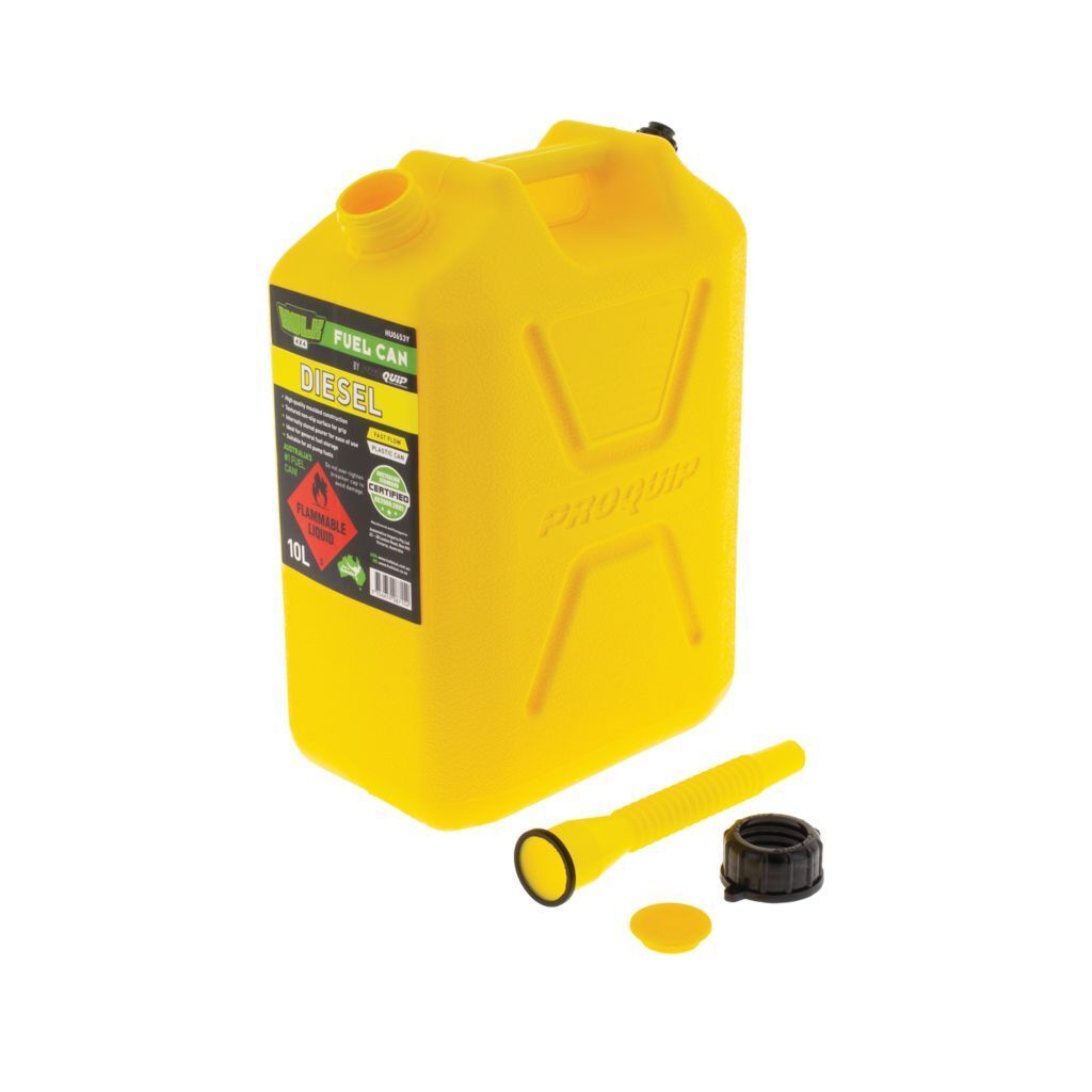 Hulk 4x4 Fast Flow Plastic Jerry Can Diesel Storage Container Yellow 10L