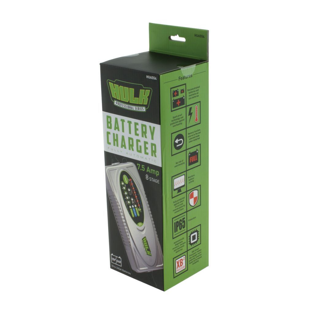 Hulk 4x4 Automatic Switchmode Battery Charger 7.5A 12/24V 8 Stage HU6554